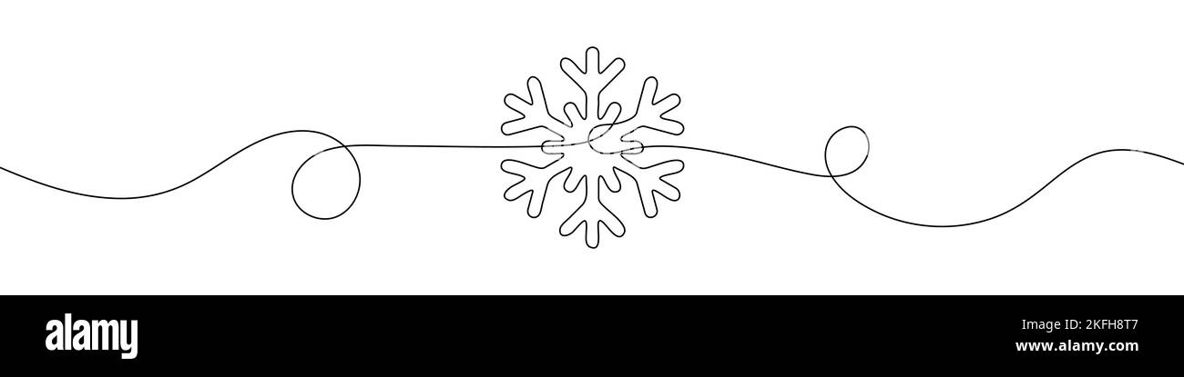 Snowflake silhouette in continuous line drawing style. Line art of the ...