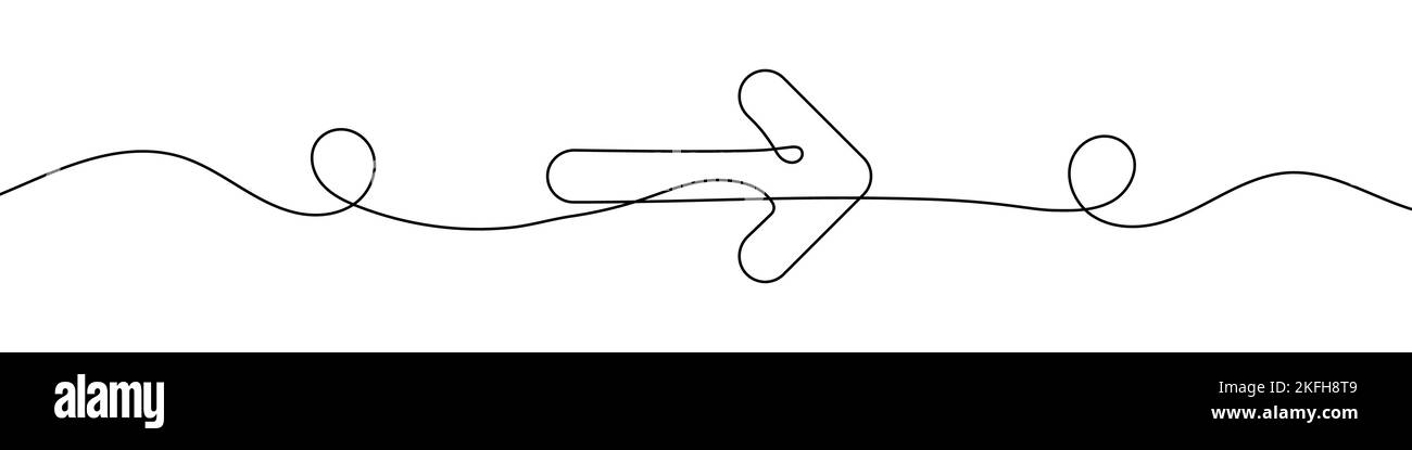 Arrow in continuous line drawing style. Line art of the arrow icon ...