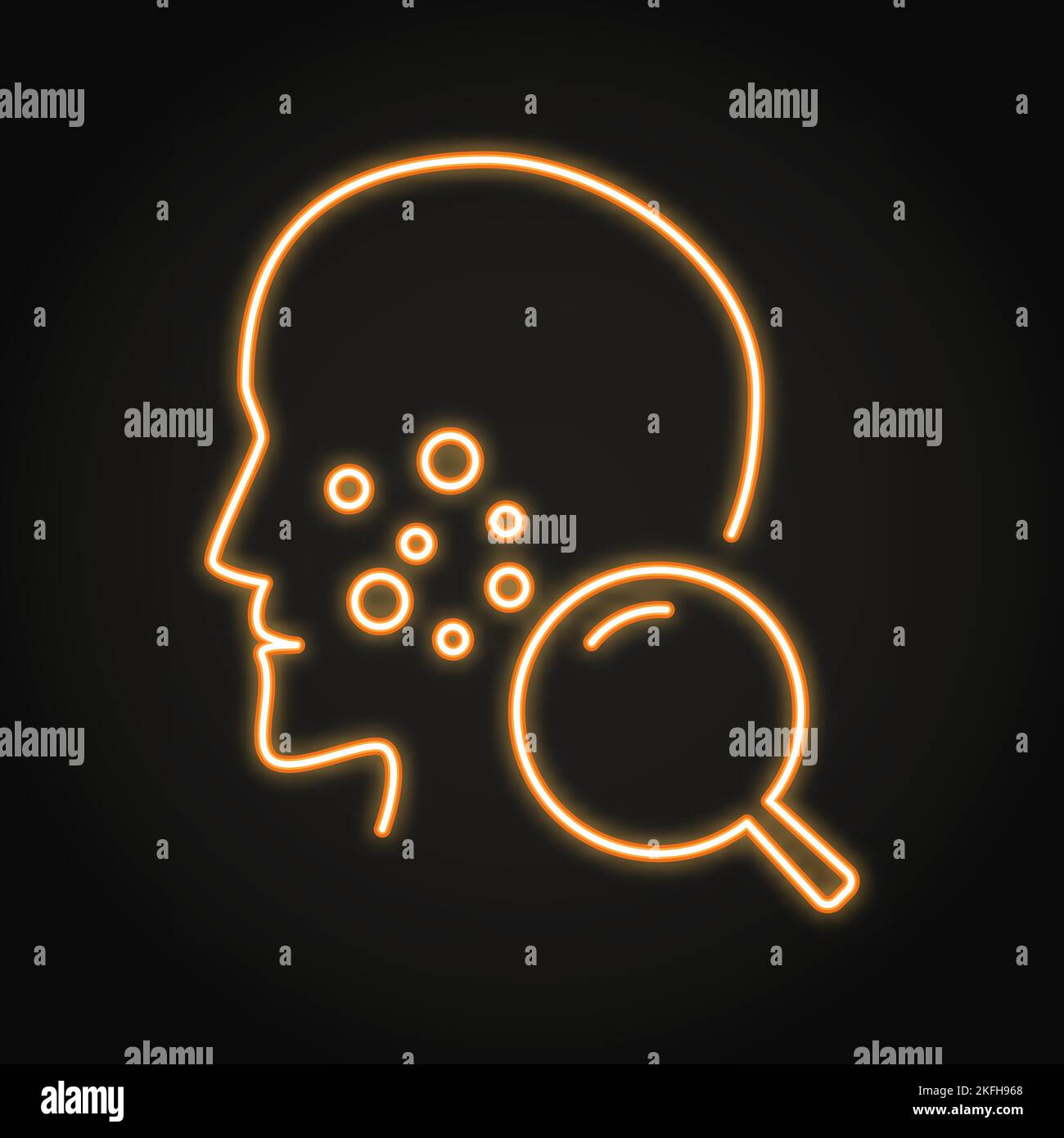 Dermatology neon icon in line style. Skin problem, medical checkup ...