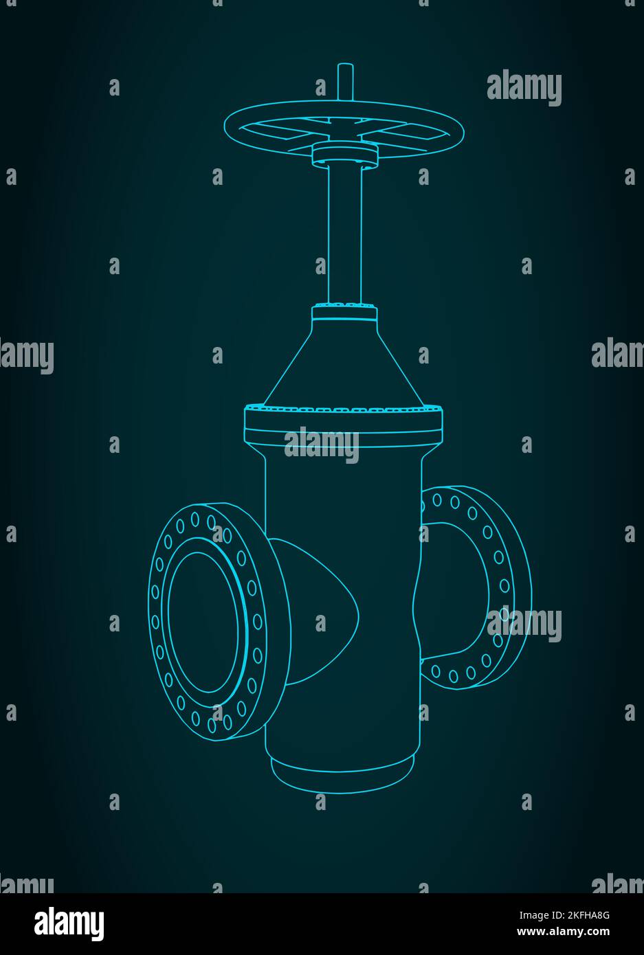 Stylized vector illustration of blueprint of valve Stock Vector Image ...