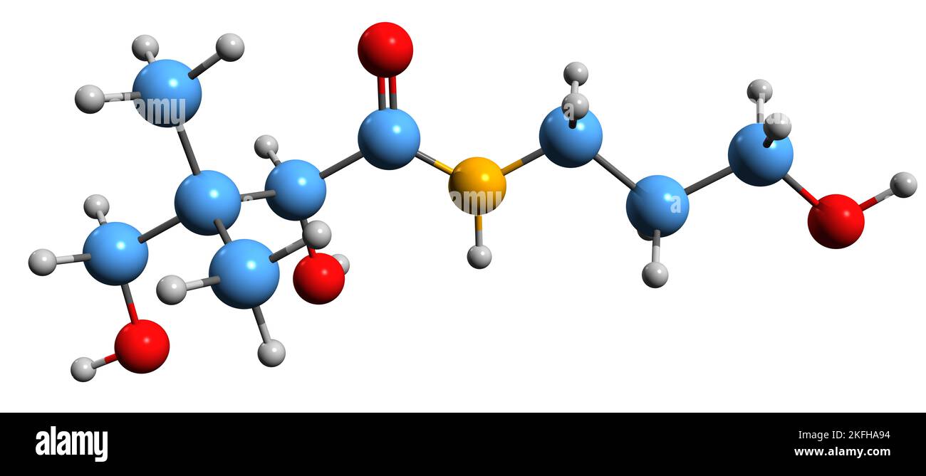 3D image of Dexpanthenol skeletal formula - molecular chemical ...