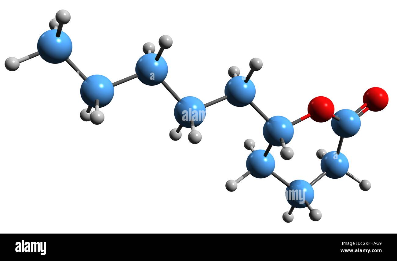 3D image of delta-decalactone skeletal formula - molecular chemical ...