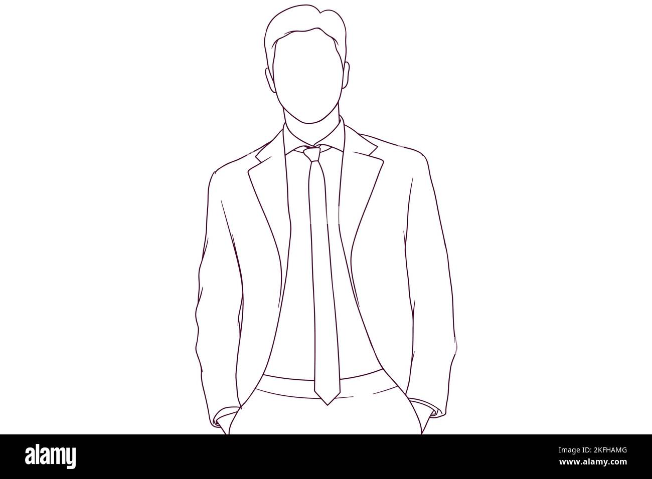 confident businessman standing hand drawn style vector illustration ...