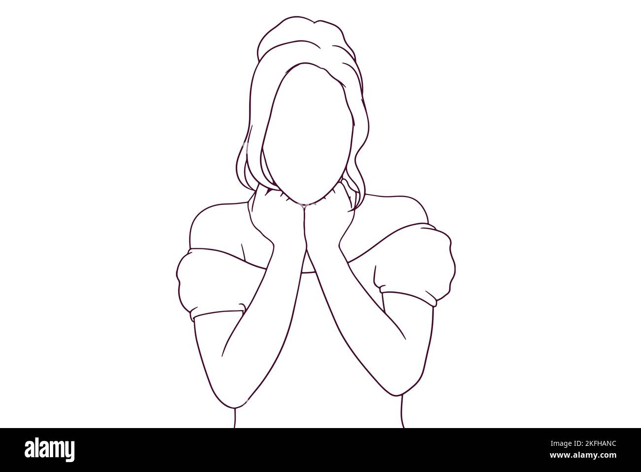 suprised beautiful girl hand drawn style vector illustration Stock ...