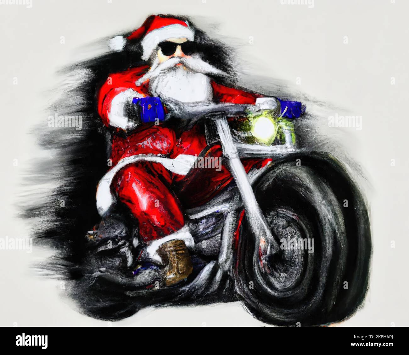 Santa Claus on riding a motorcycle while wearing sunglasses Stock Photo ...