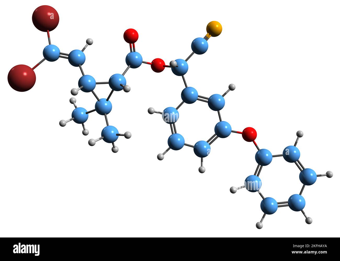 3D image of Deltamethrin skeletal formula - molecular chemical ...
