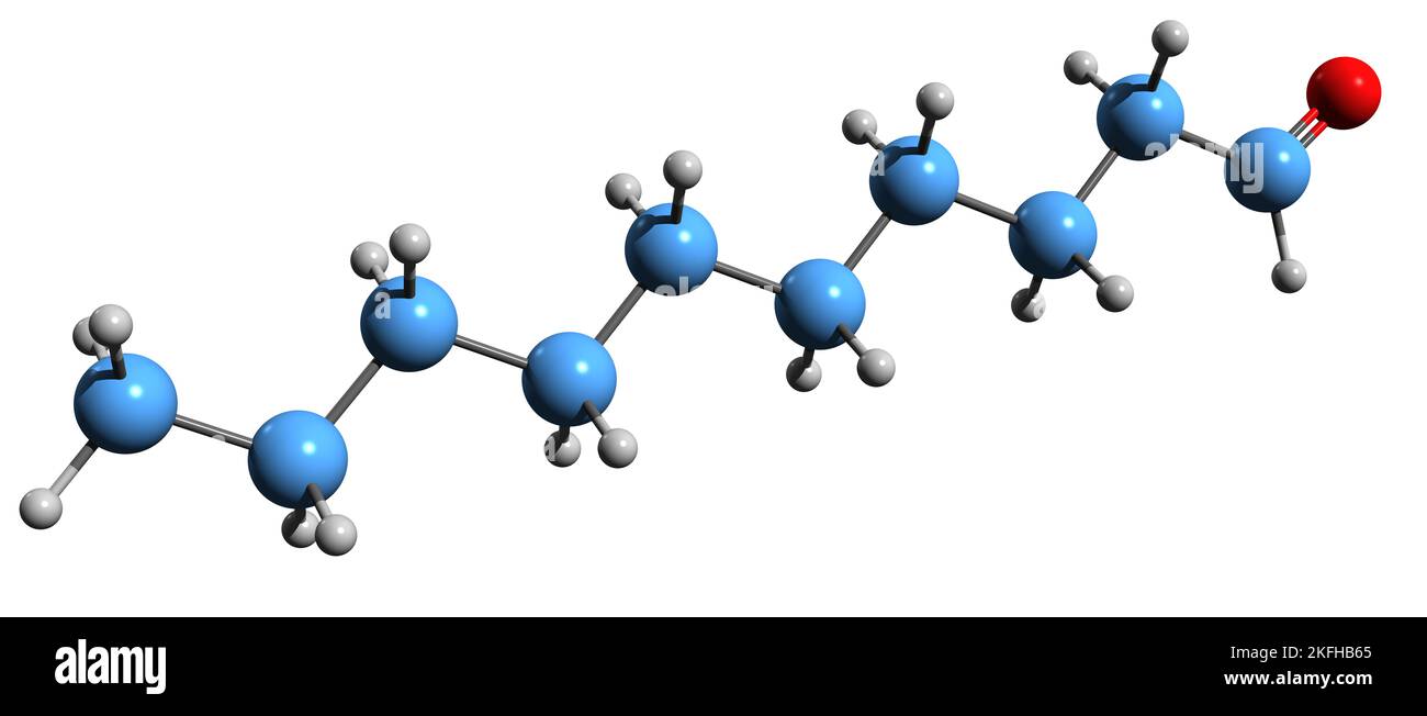 3D image of Decanal skeletal formula - molecular chemical structure of ...