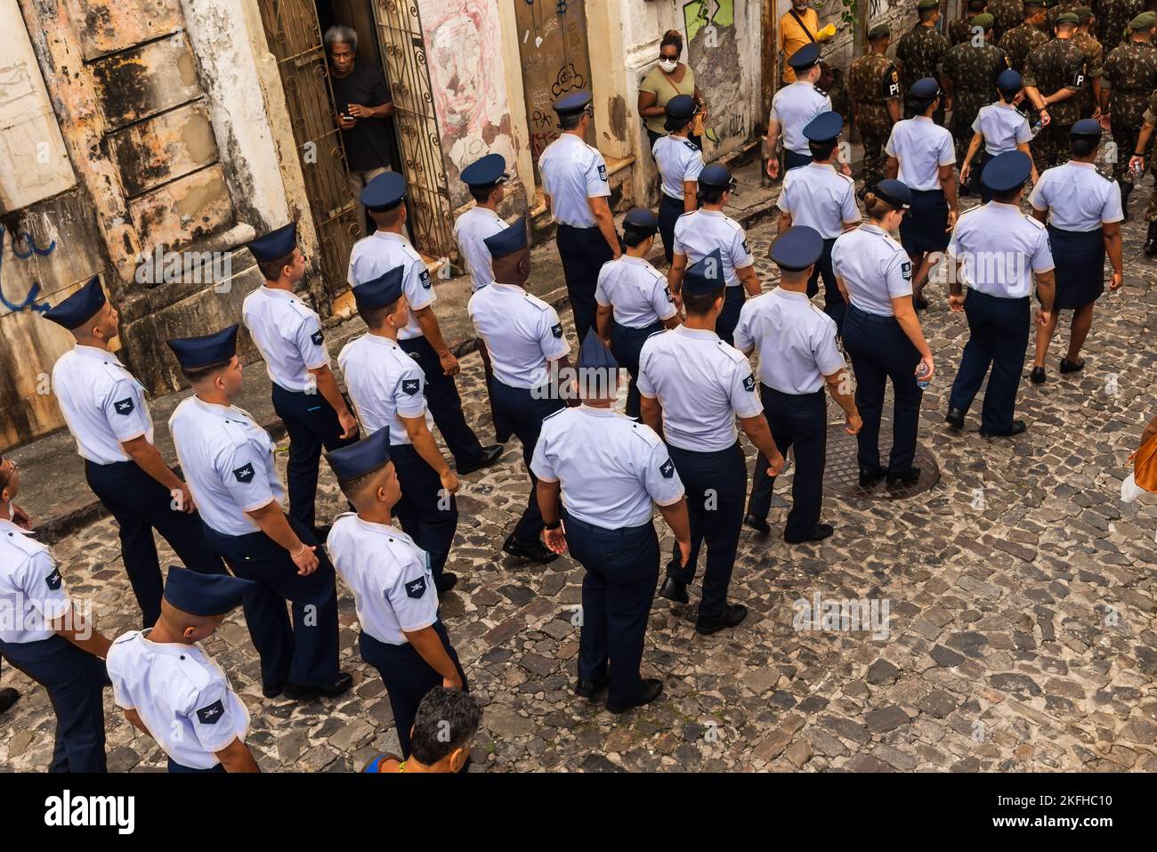 A group of military personnel from the armed forces parade in the civic ...