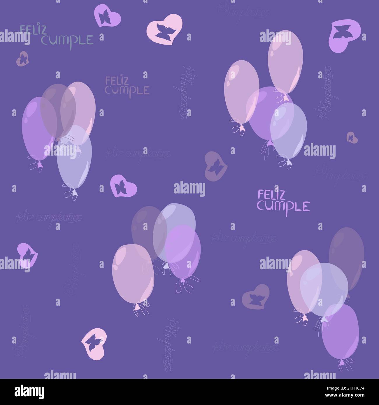 seamless pattern with hearts and balloons without a background, with ...