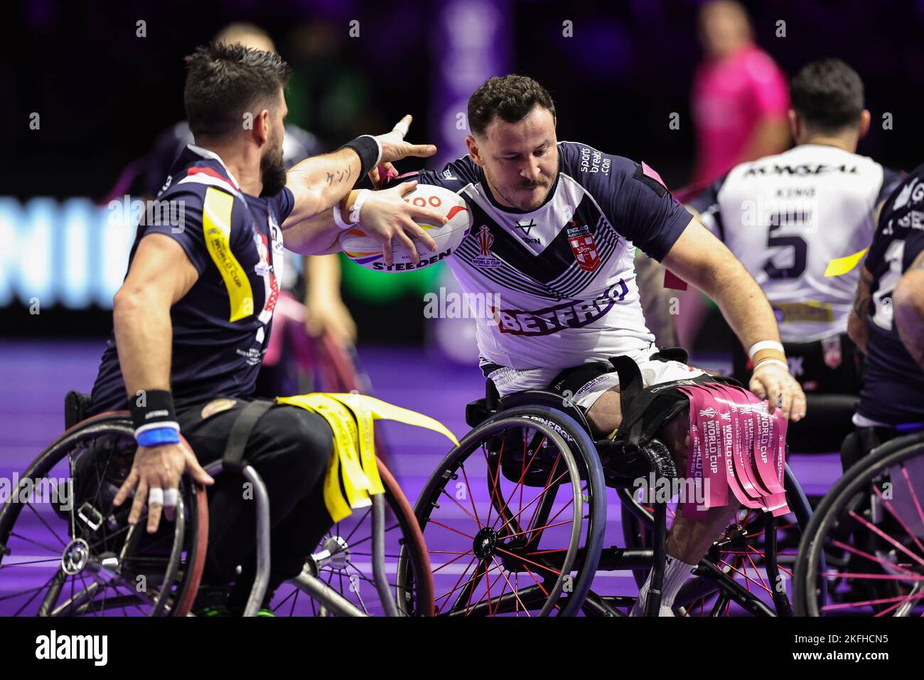 Manchester, UK. 18th Nov, 2022. Sebastien Bechara of England on the ...
