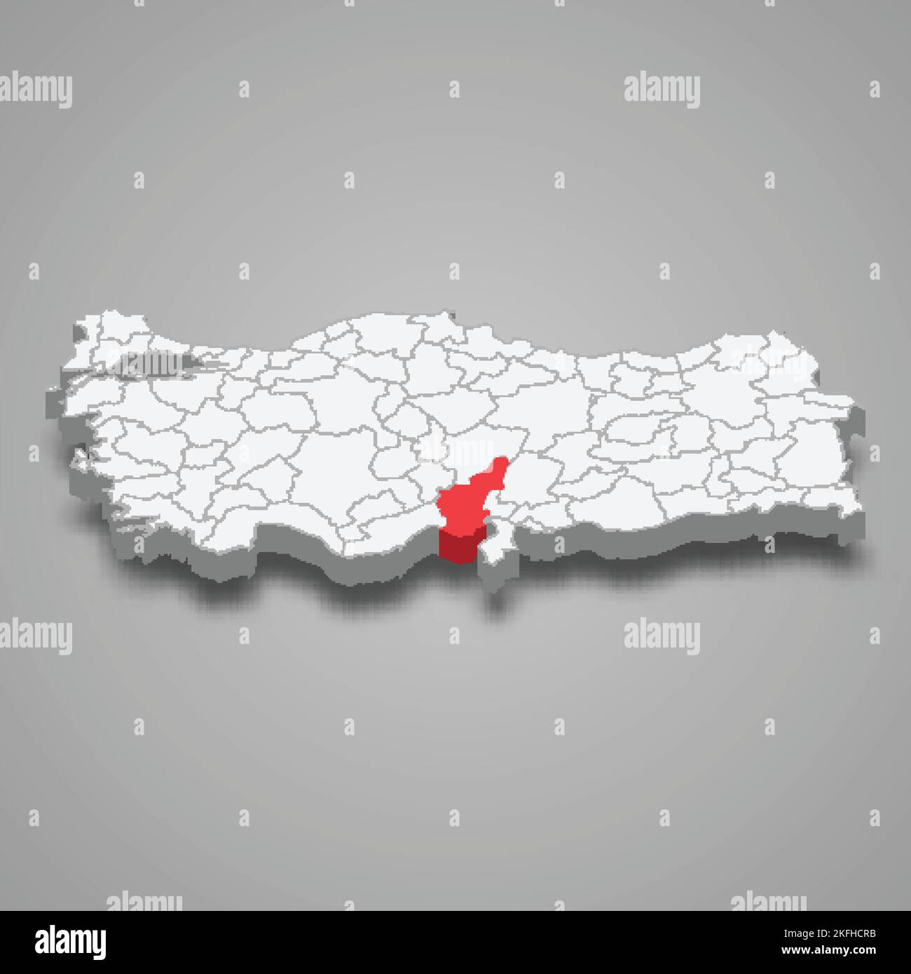 Adana region location within Turkey 3d isometric map Stock Vector Image ...