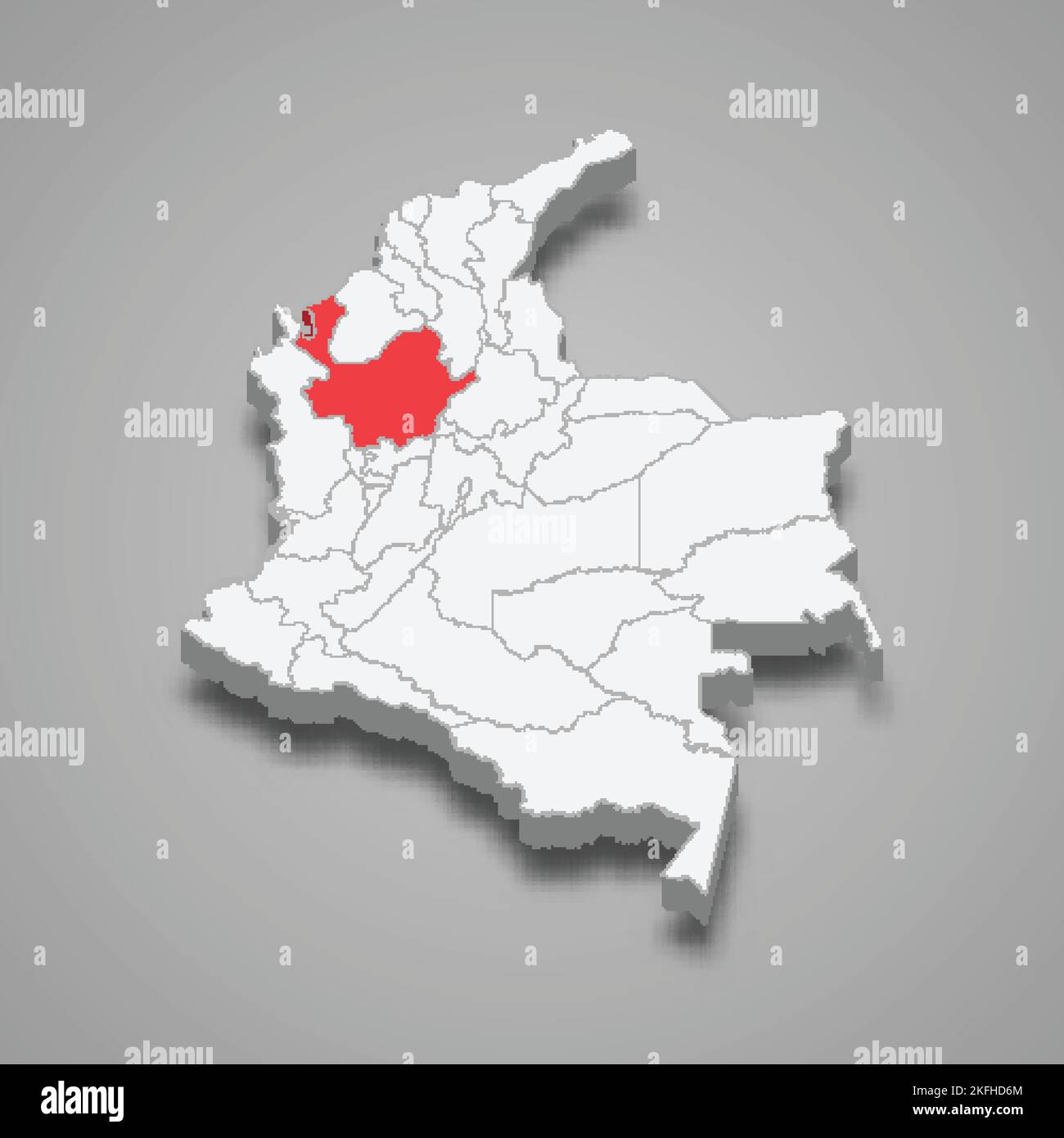 Antioquia region location within Colombia 3d isometric map Stock Vector ...