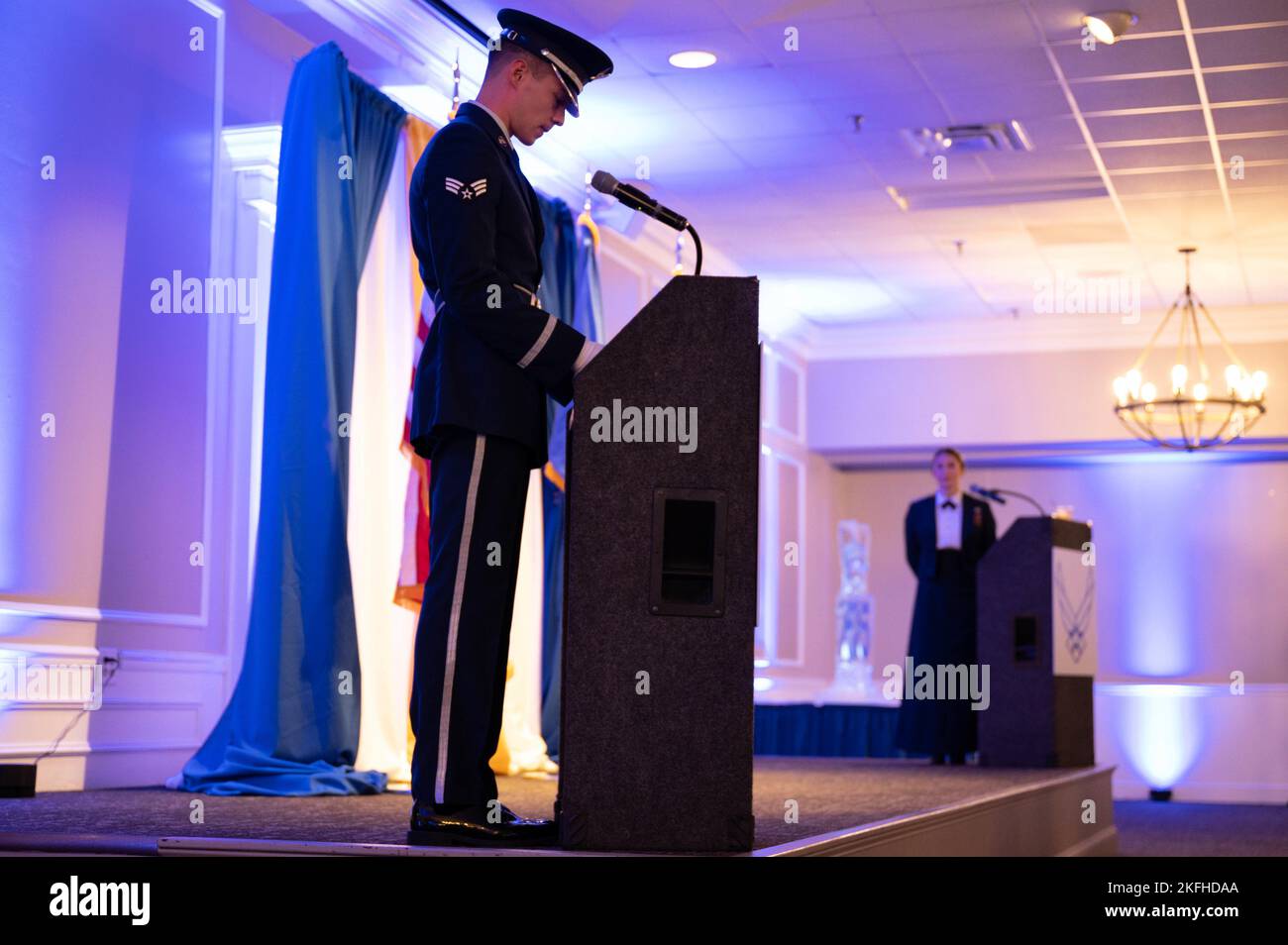 A U.S. Air Force Honor Guard Airman assigned to the 20th Fighter Wing ...