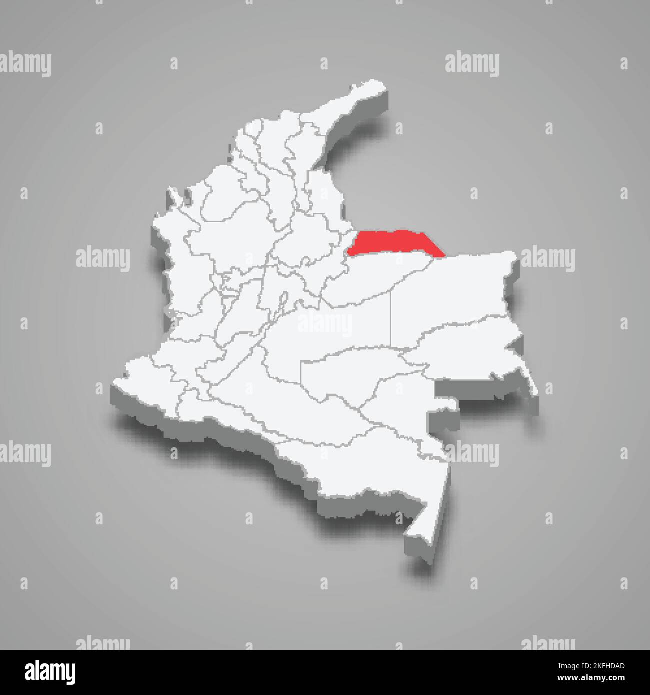 Arauca region location within Colombia 3d isometric map Stock Vector ...