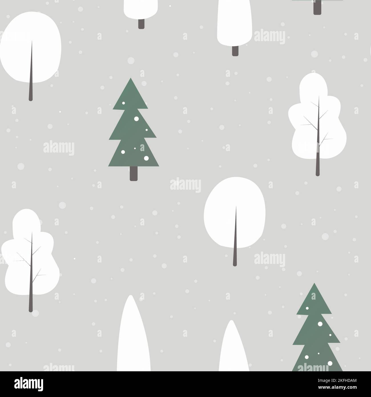 Card with snowy winter forest. Set decorative christmas doodle ...