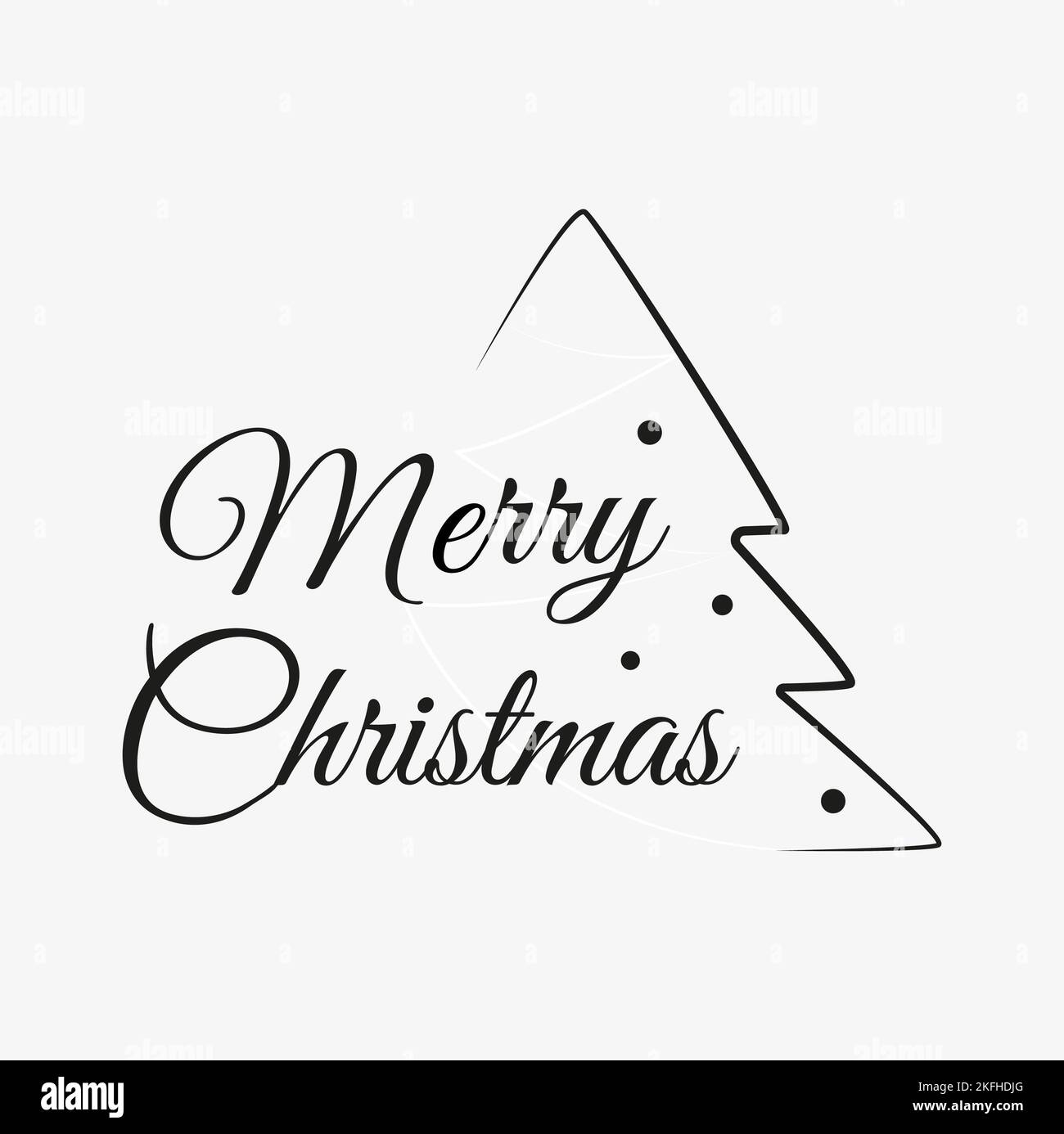 Merry Christmas Hand Drawn Lettering Banner Typography Emblem Text