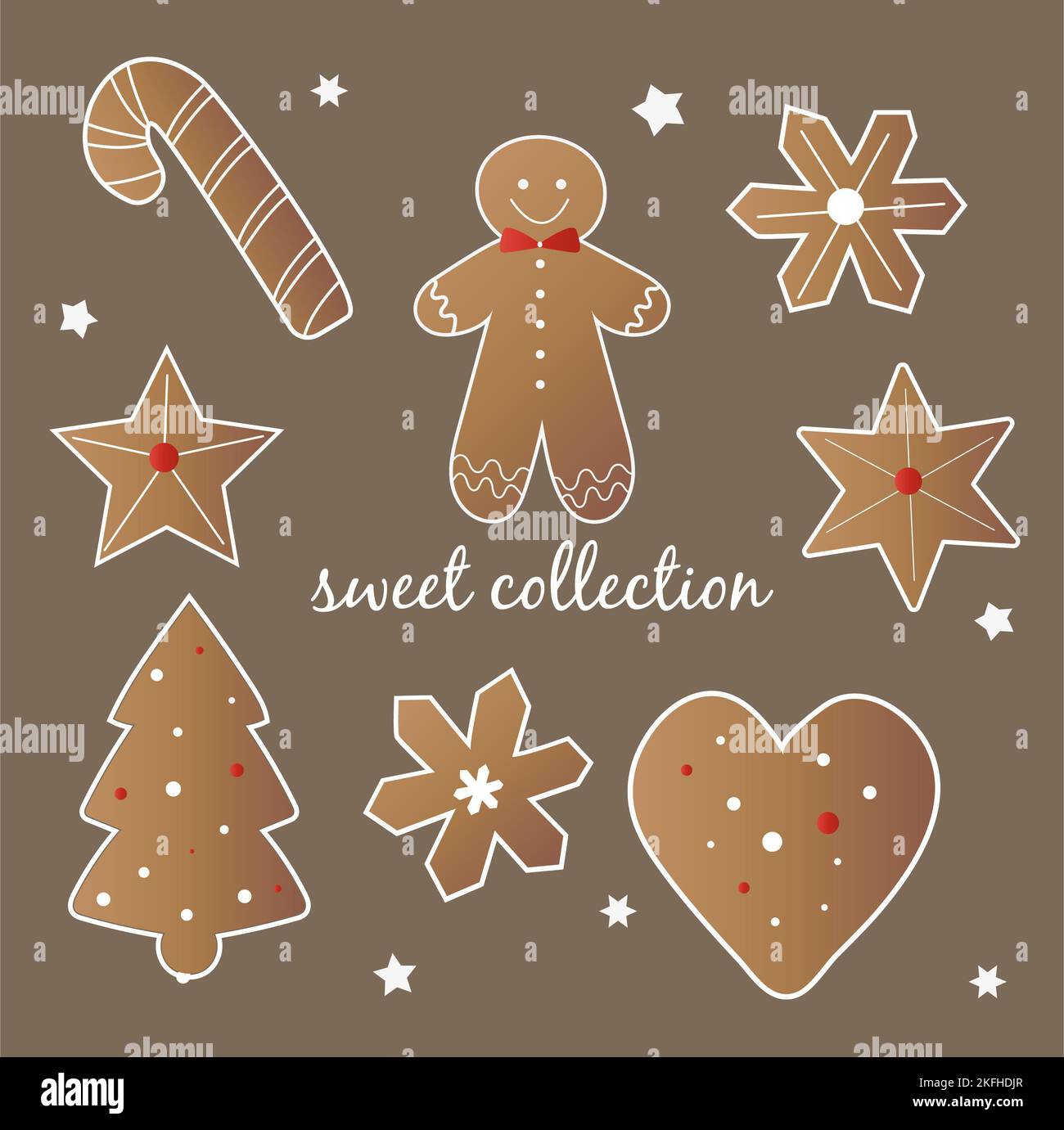 Christmas greeting card with gingerbread cookies. Design for Holidays ...