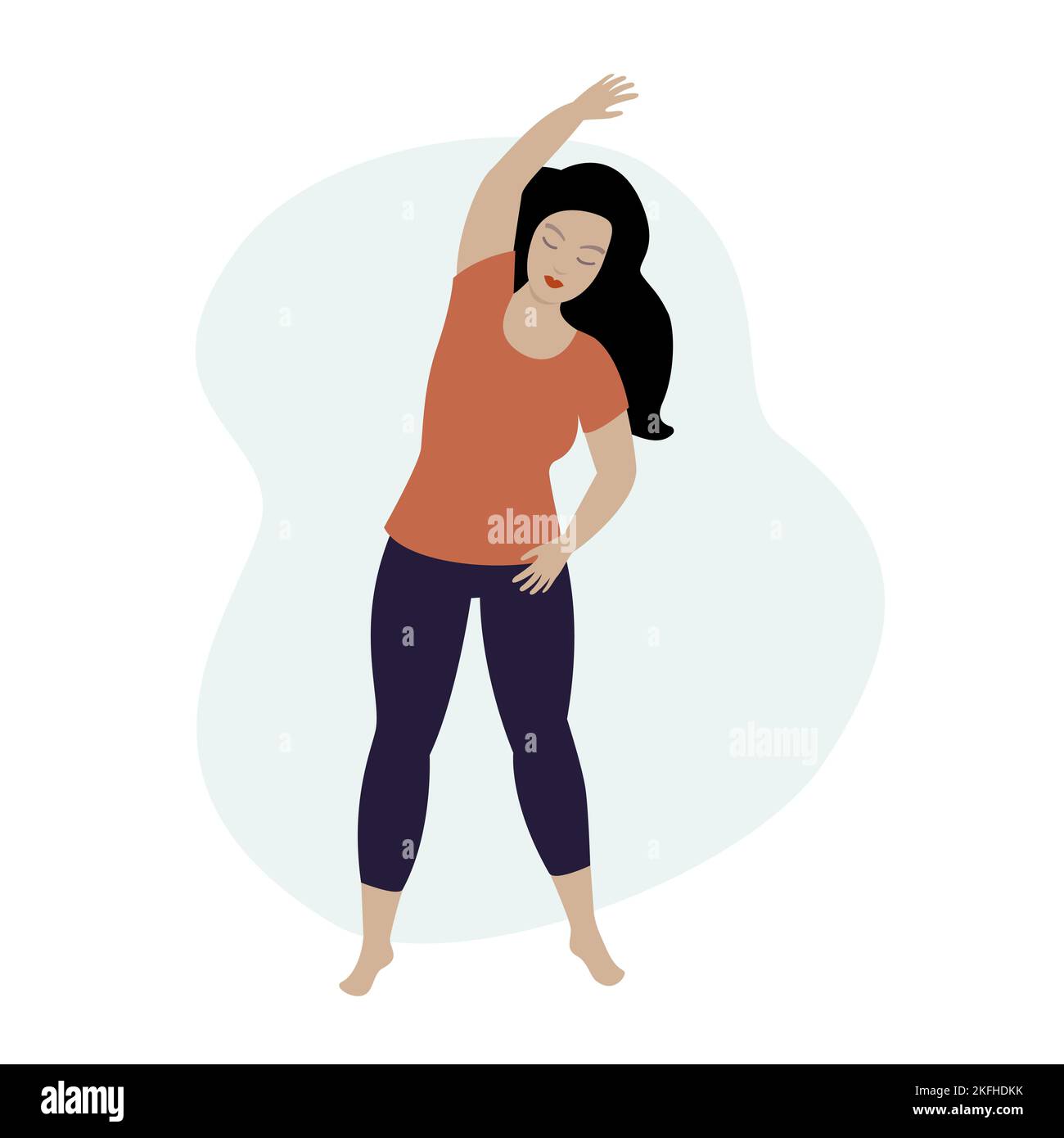 Stretching woman doing a side reach Stock Vector Image & Art - Alamy