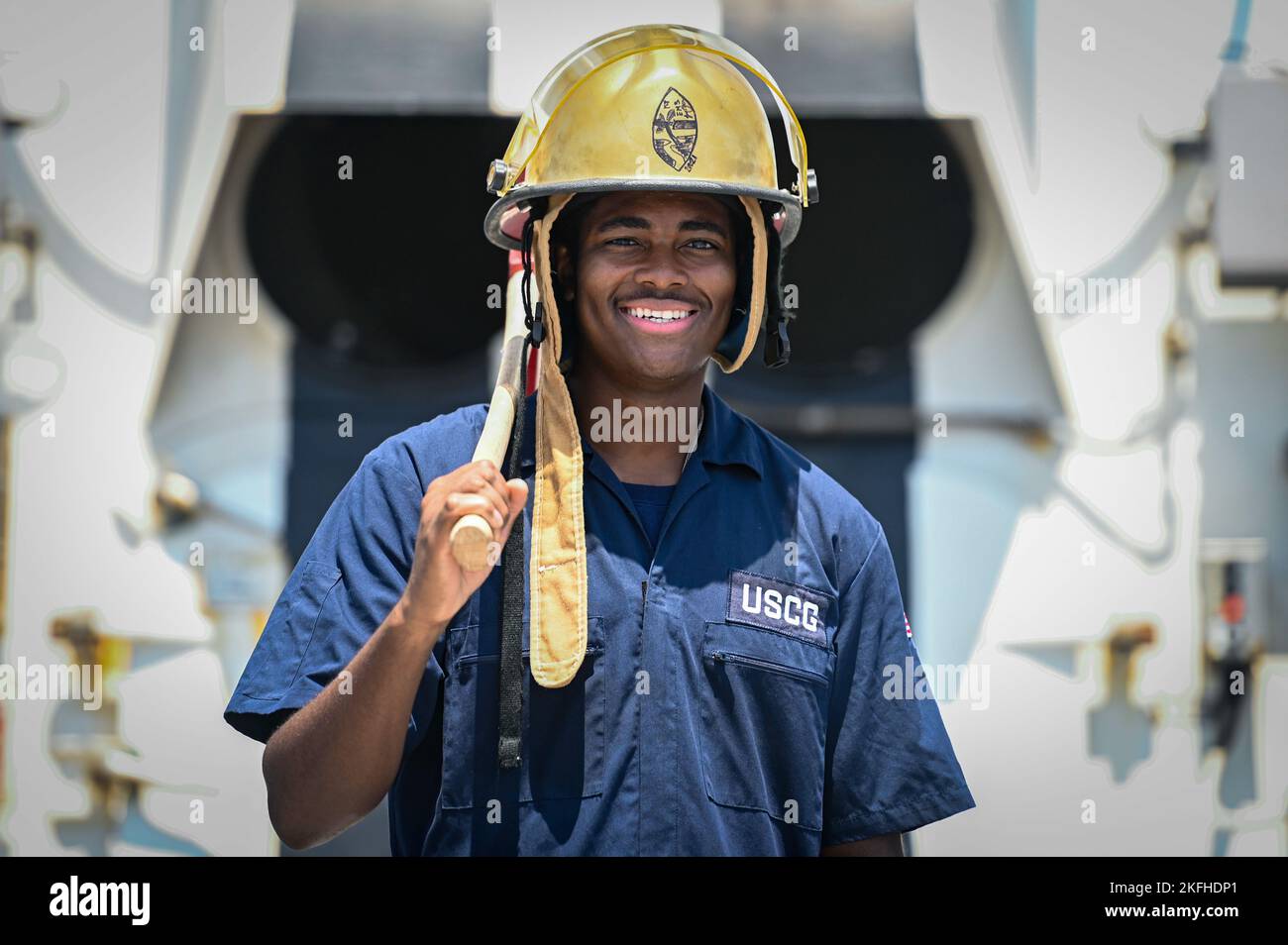 Coast Guard Fireman Anthony Quartey poses on the Coast Guard Cutter ...