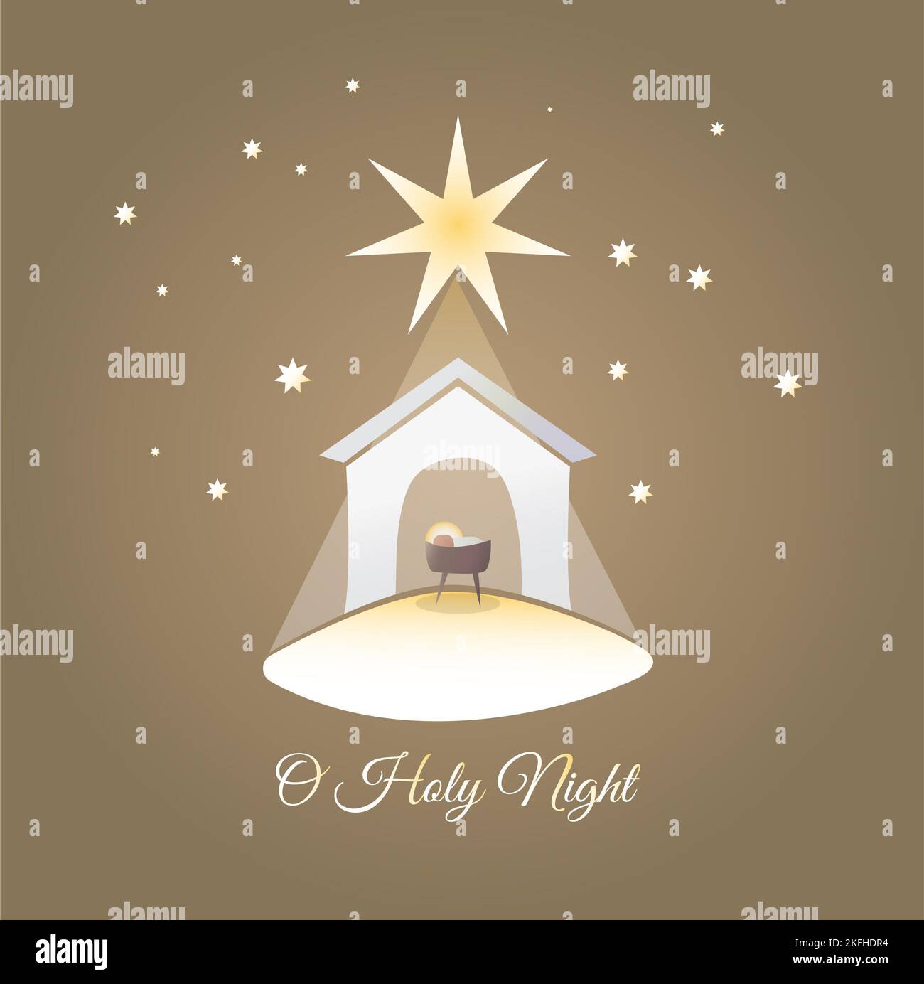 Birth of Christ. Baby Jesus in the manger. Holy Family. Star of ...