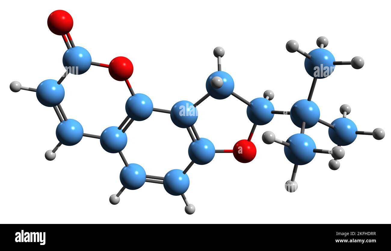 3D image of dihydrooroselol skeletal formula - molecular chemical ...
