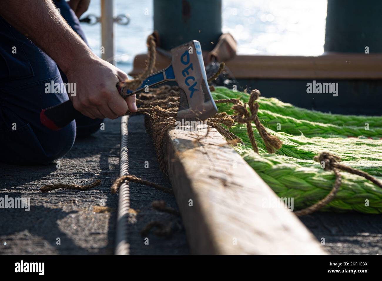 U.S. Coast Guard Seaman Adam Taylor, a member of USCGC Bear’s (WMEC 901 ...