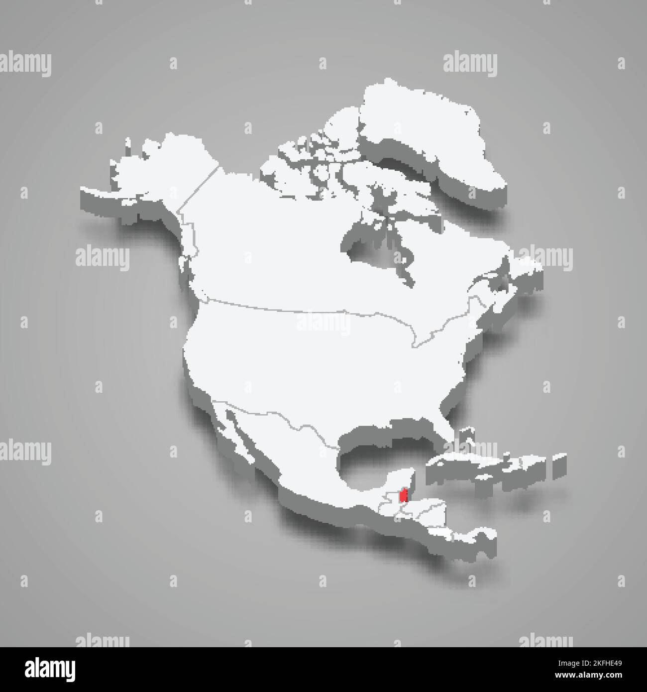 Belize country location within North America. 3d isometric map Stock ...