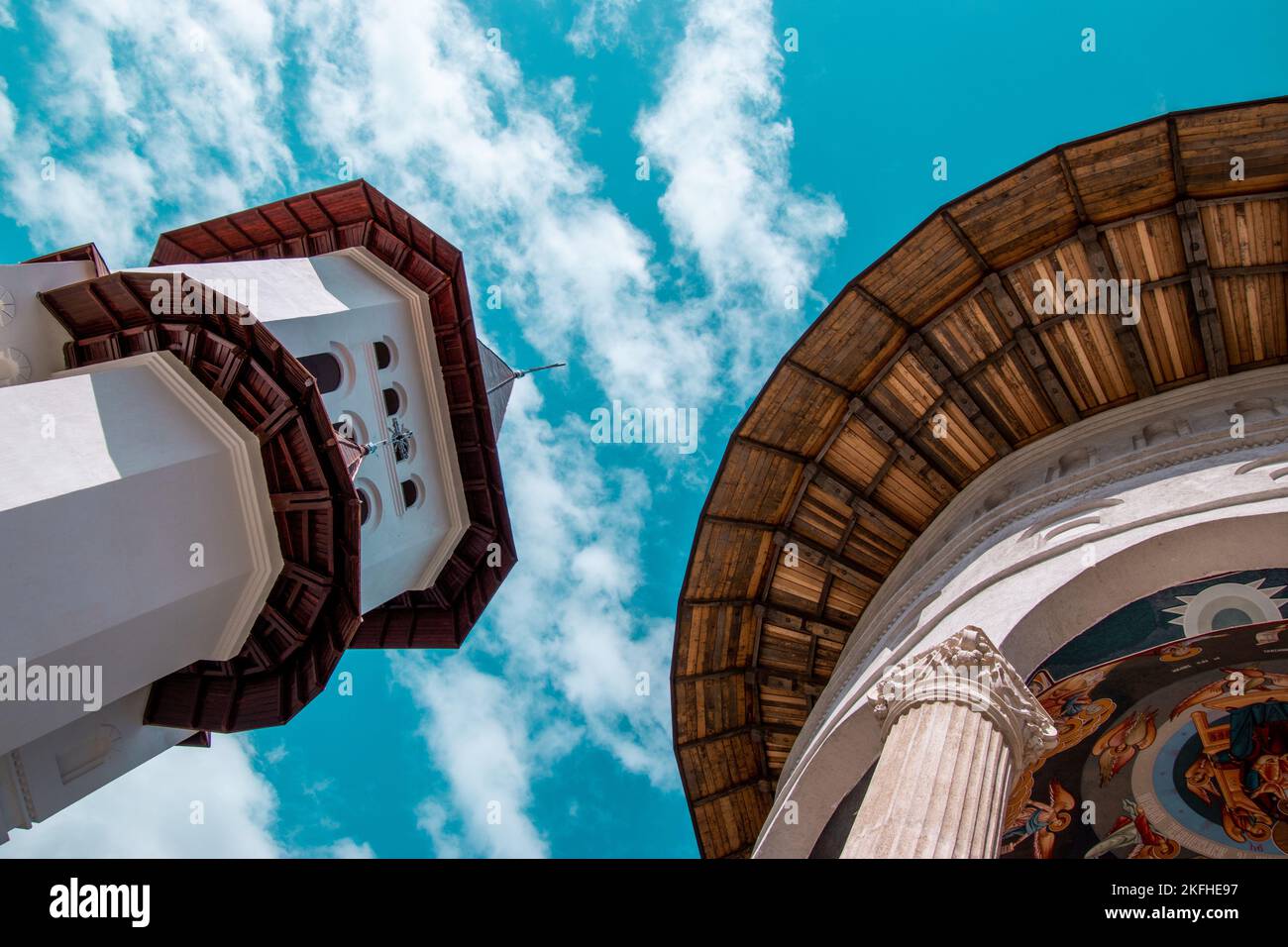 A low-angle of Assumption cathedral (Hadambu) orthodox monastery ...