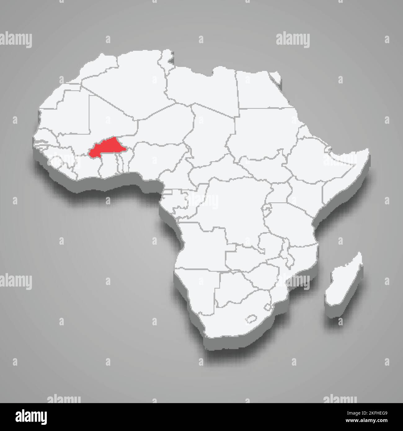Burkina Faso country location within Africa. 3d isometric map Stock ...