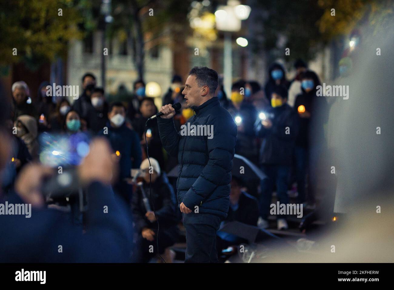 A man speaking in the Tiananmen Square massacre vigil at the State ...