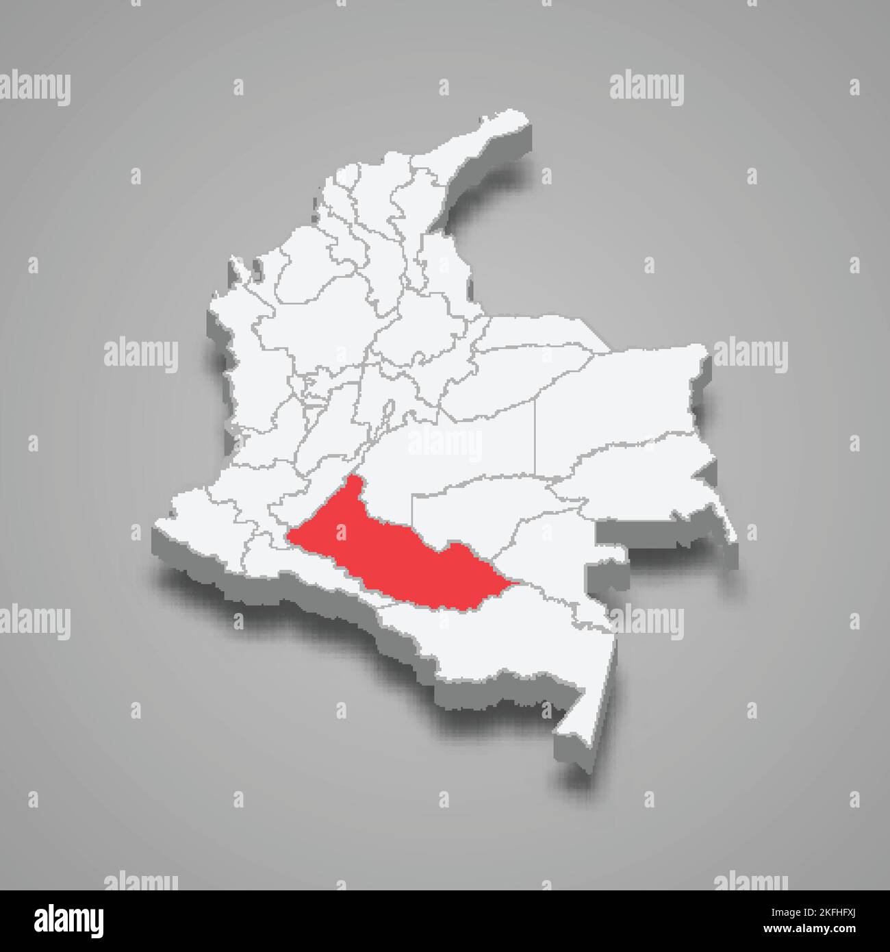 Caqueta region location within Colombia 3d isometric map Stock Vector ...