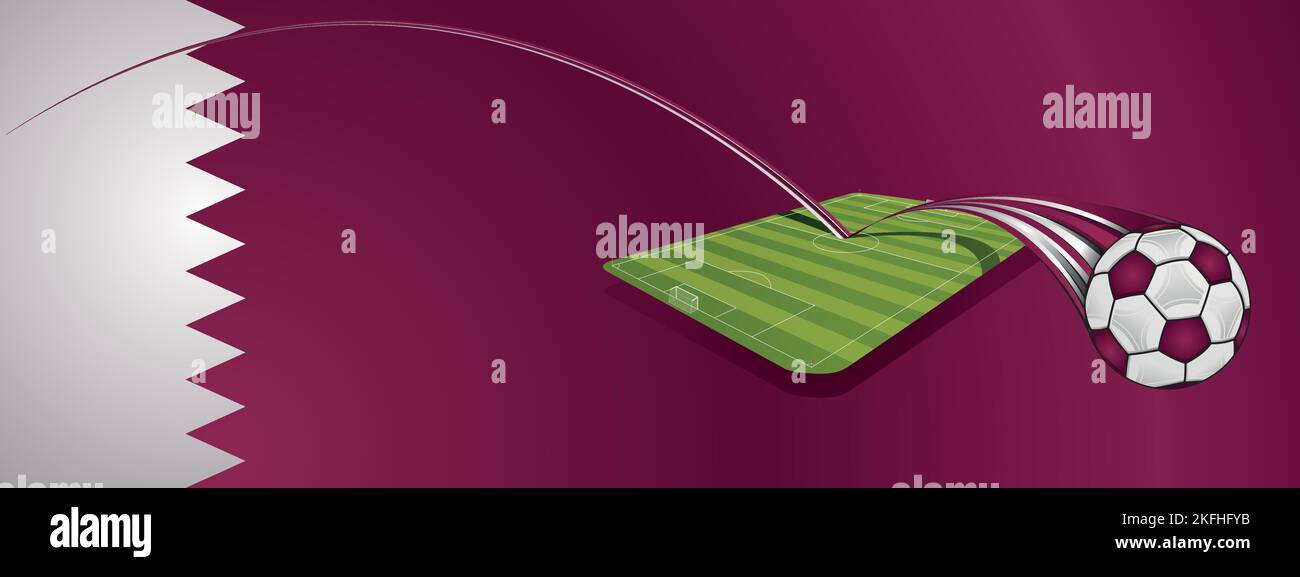 White and red soccer ball bouncing on a soccer field leaving a trail on ...