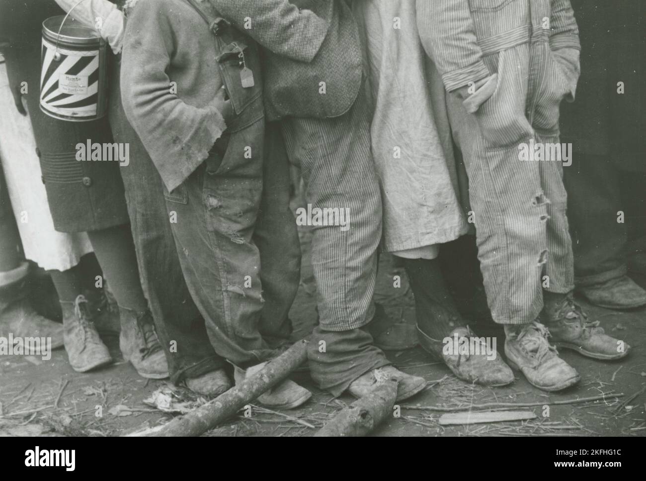 A detailed shot of flood refugees' feet showing their shoes; Forrest ...