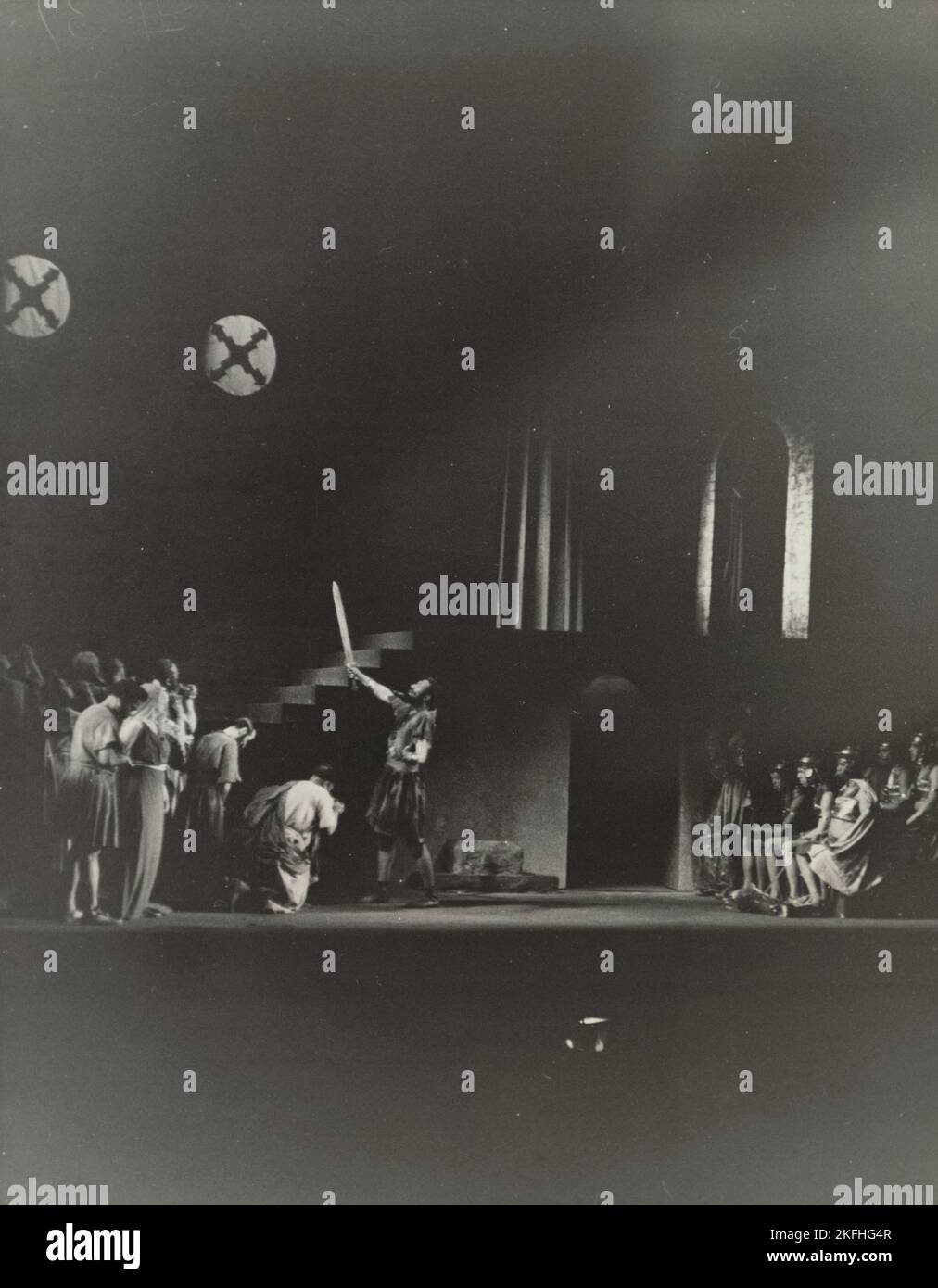 Man raising sword, 1938 Stock Photo - Alamy