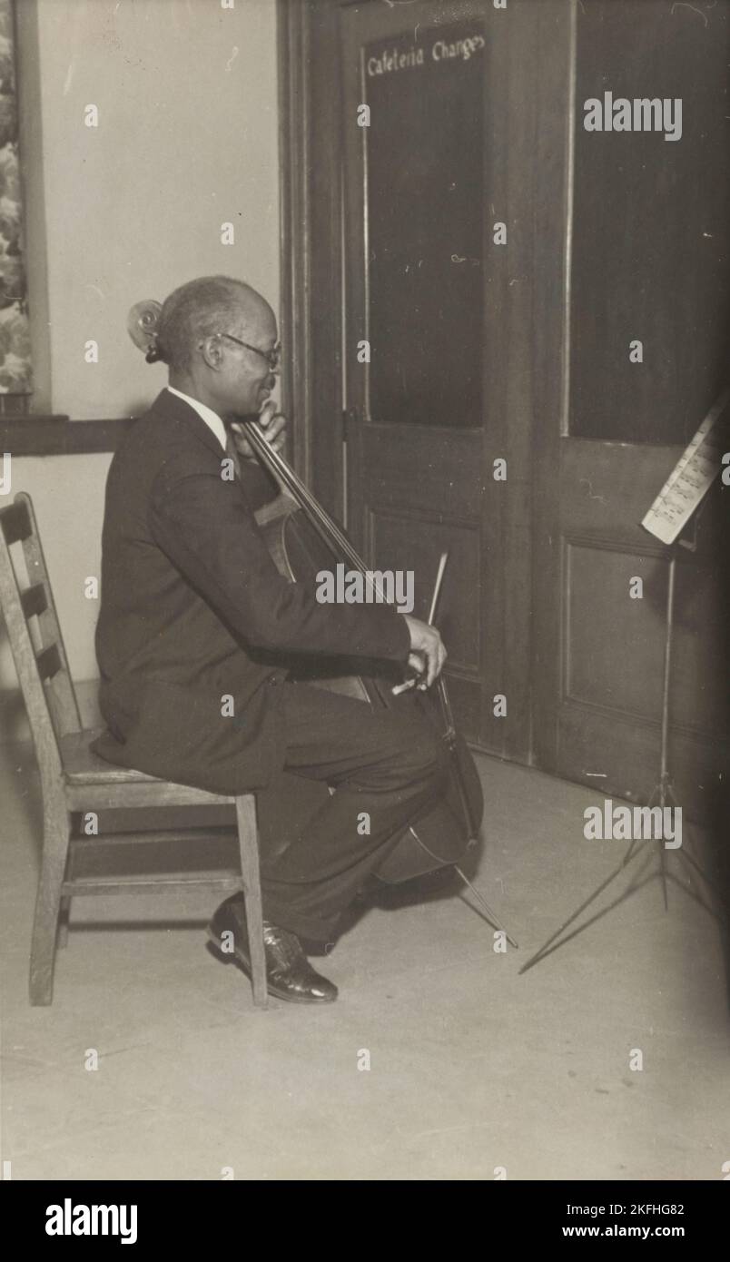 A cello student of the Adult Education Classes under the Federal Music ...