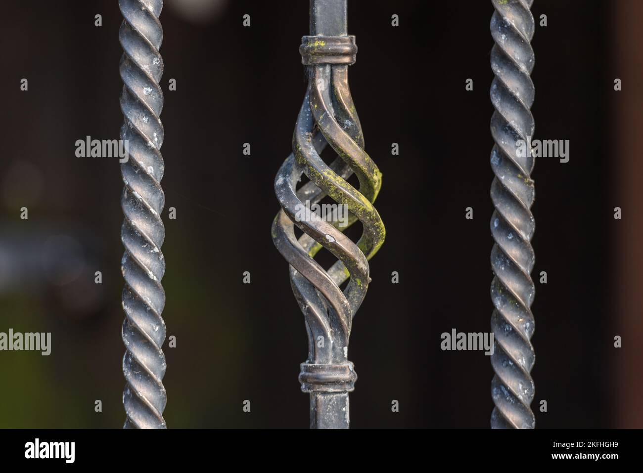 Wrought iron metal work. Industrial and creative pattern on gate Stock ...