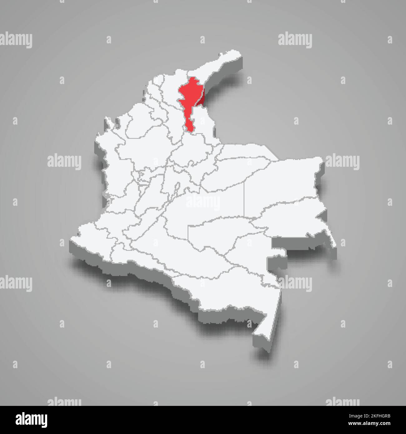 Cesar region location within Colombia 3d isometric map Stock Vector ...