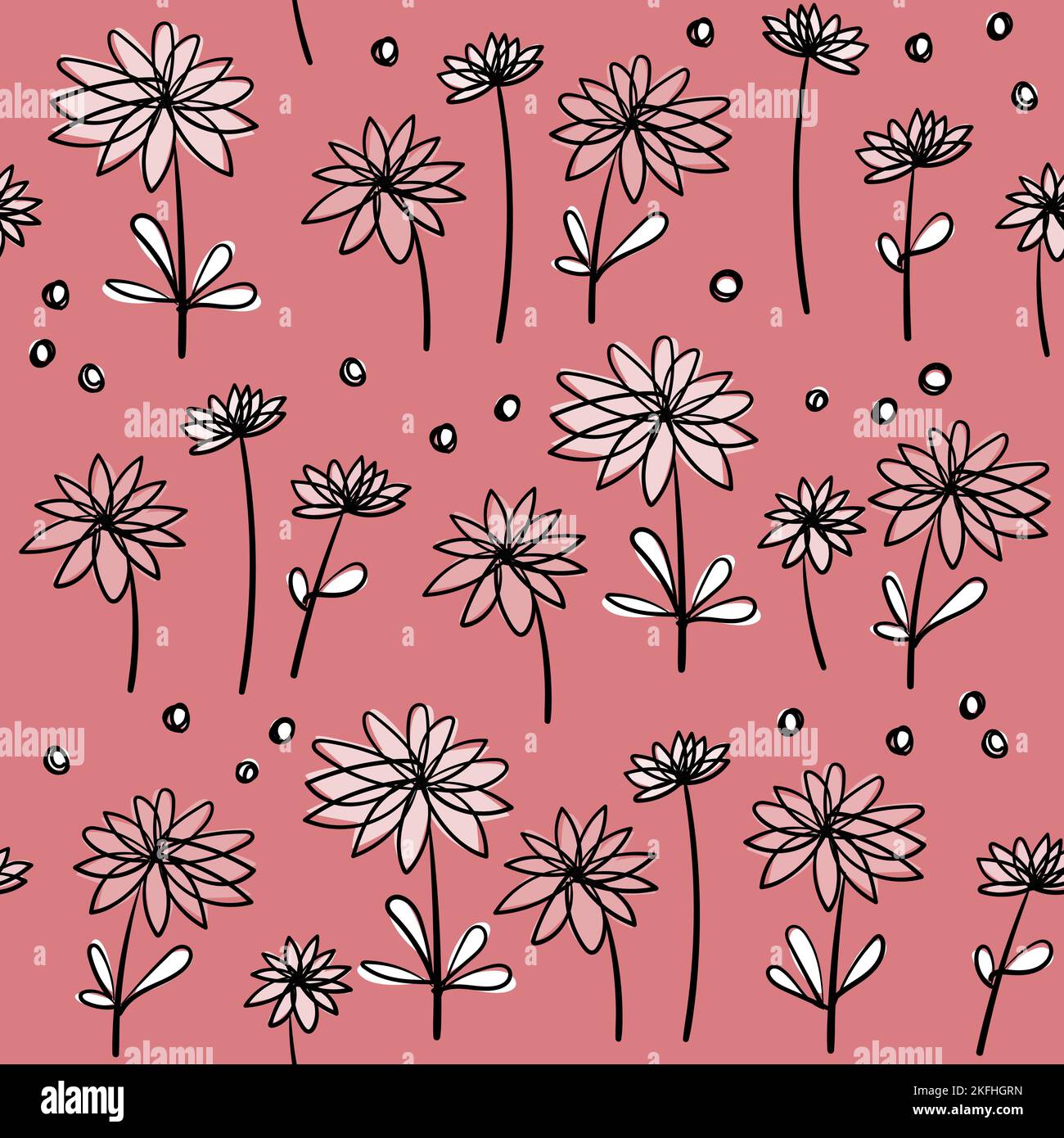Floral seamless pattern with doodle style Stock Vector Image & Art - Alamy