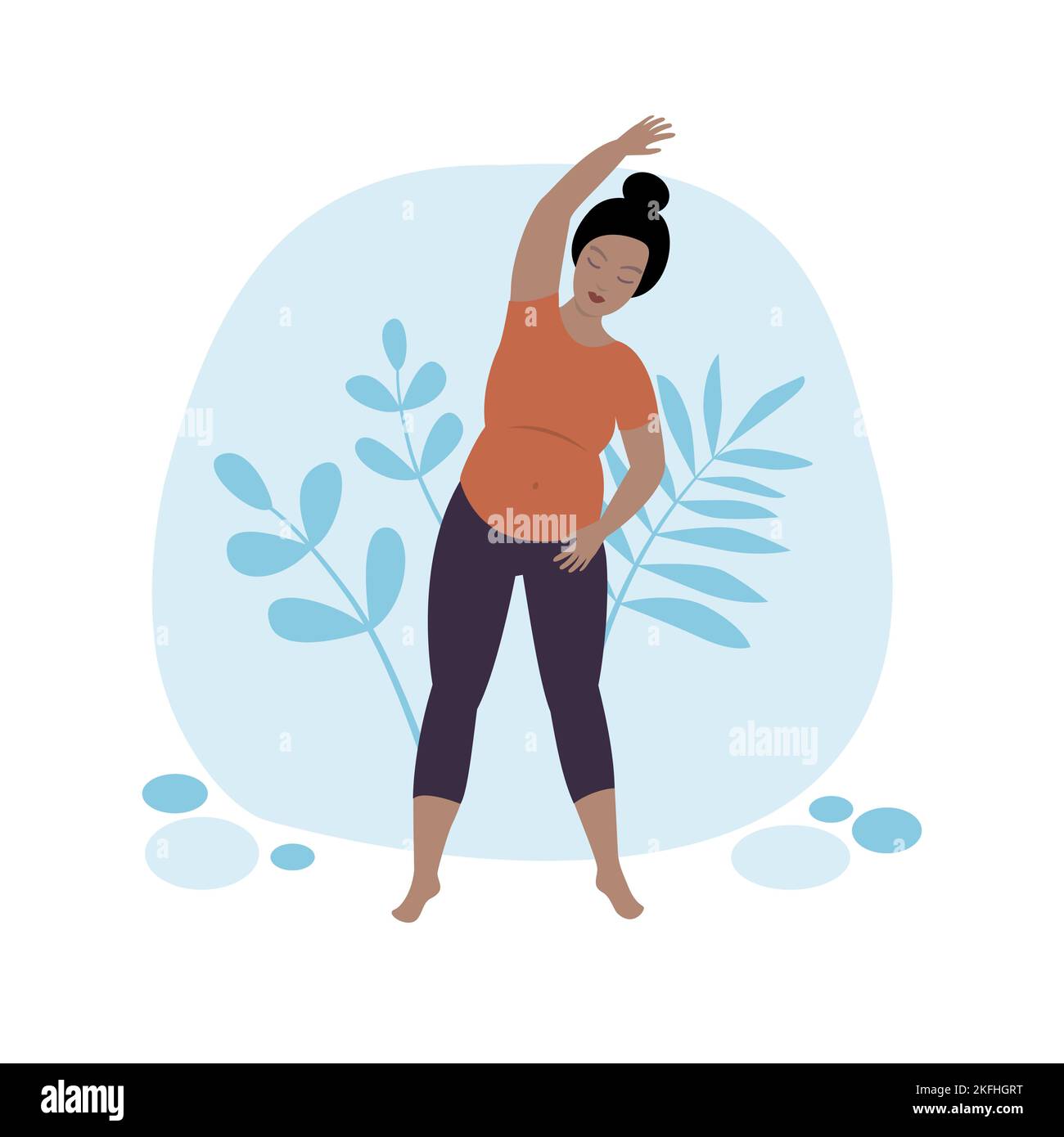 Pregnant woman workout, doing side stretch Stock Vector Image & Art - Alamy