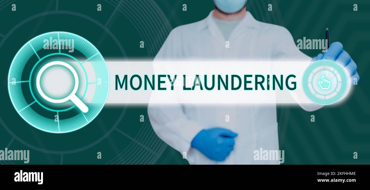Conceptual display Money Laundering, Business showcase concealment of ...