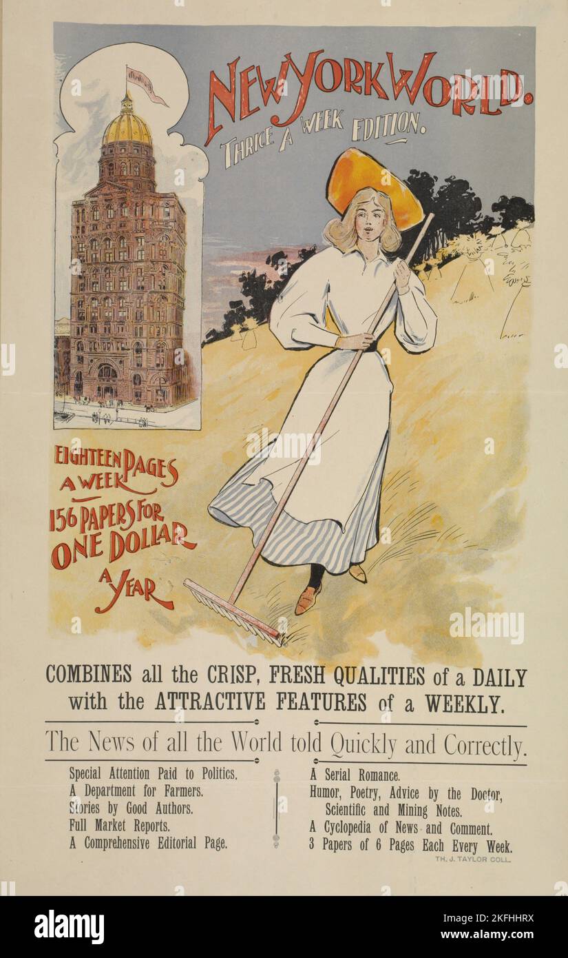 New York world. 1895, c1893 - 1897 Stock Photo - Alamy