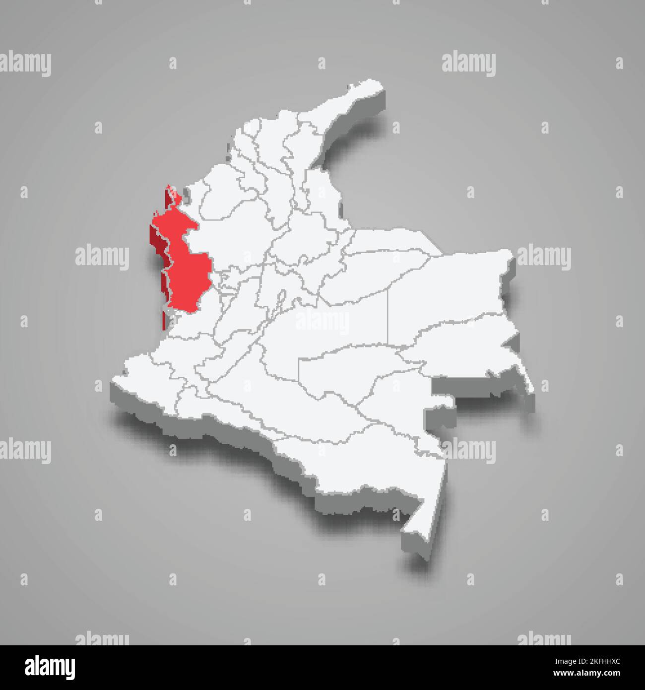 Choco region location within Colombia 3d isometric map Stock Vector ...