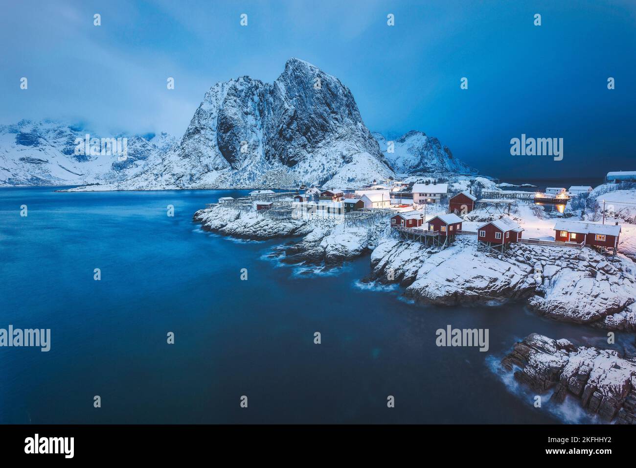 Beautiful winter Norway landscape - lofoten islands - Hamnoy fishing ...