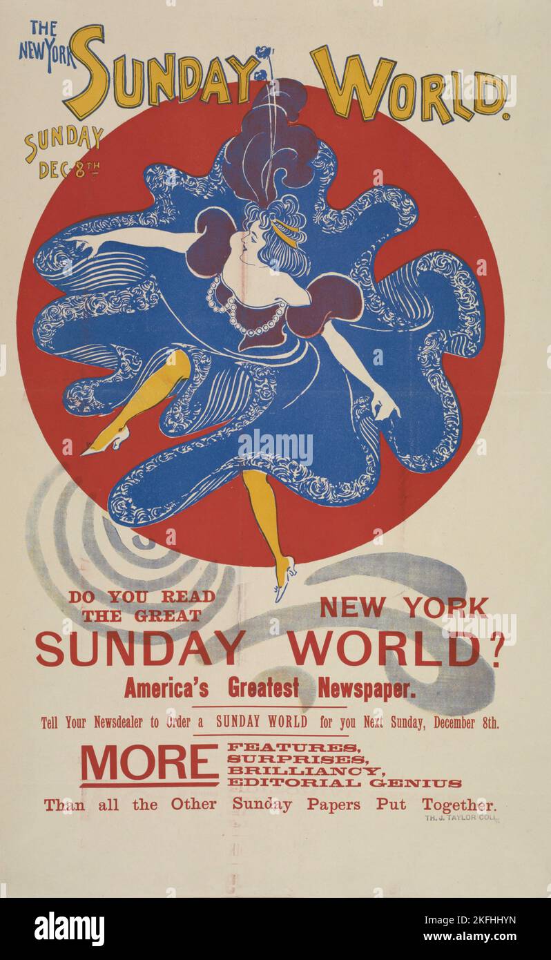 The New York Sunday world. Sunday Dec 8th. 1895, c1893 - 1897 Stock ...