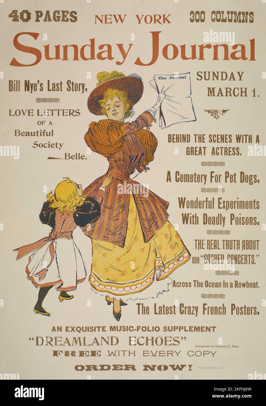 New York Sunday journal. Sunday March 1. 1896, c1893 - 1897 Stock Photo ...