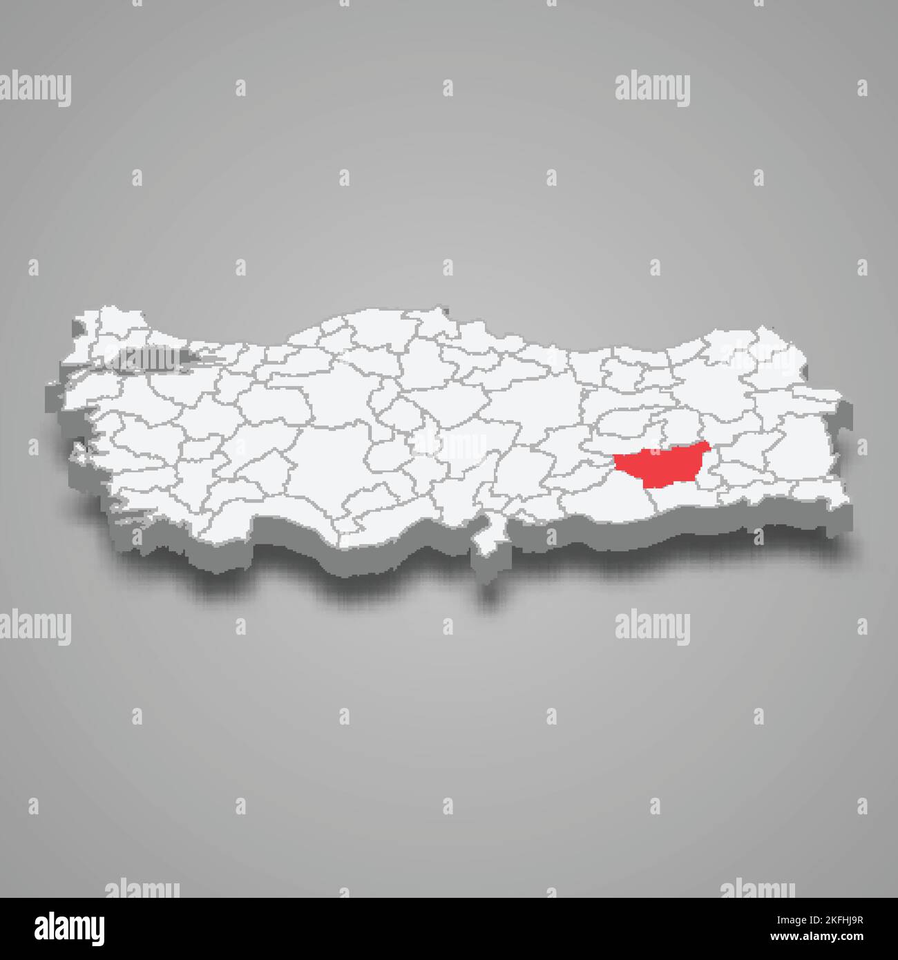 Diyarbakir region location within Turkey 3d isometric map Stock Vector ...