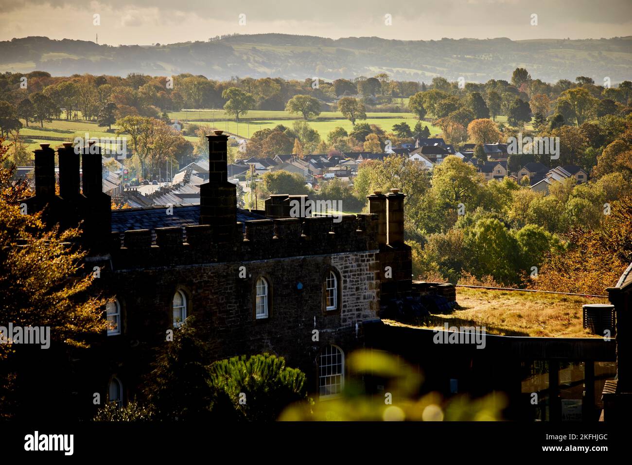 Clitheroe town Ribble Valley, Lancashire, England. town centre from the ...