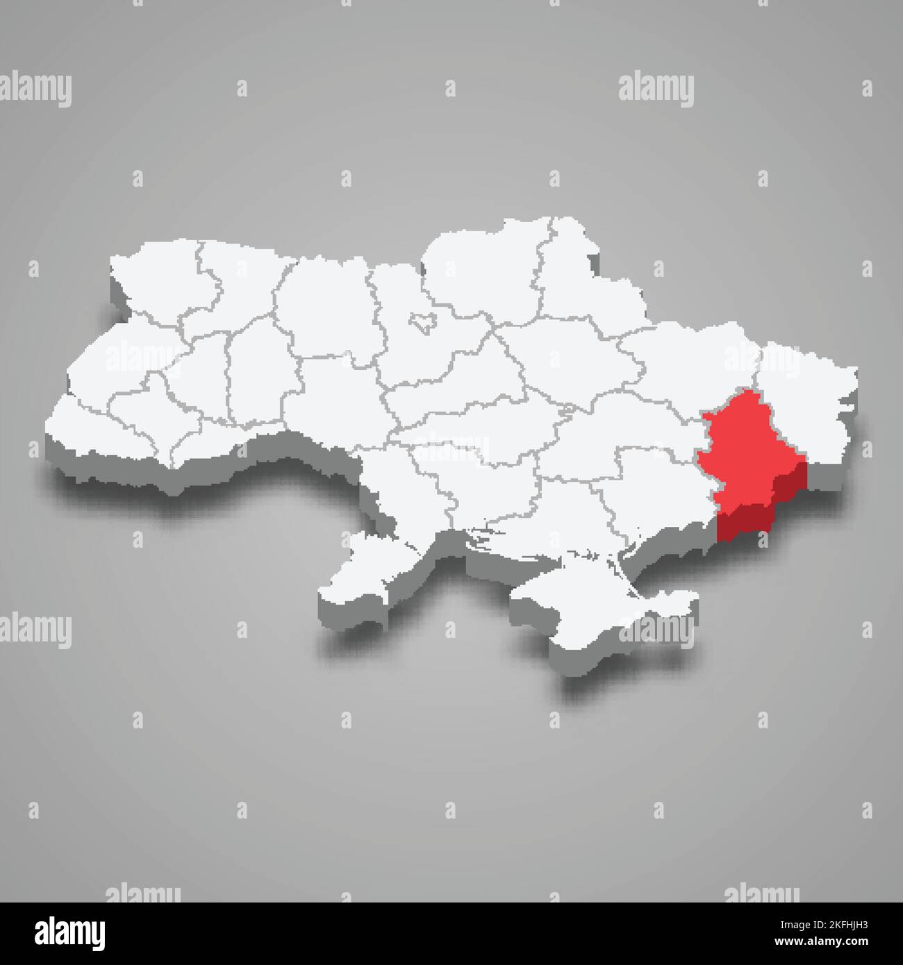 Donetsk Oblast. Region location within Ukraine 3d isometric map Stock ...