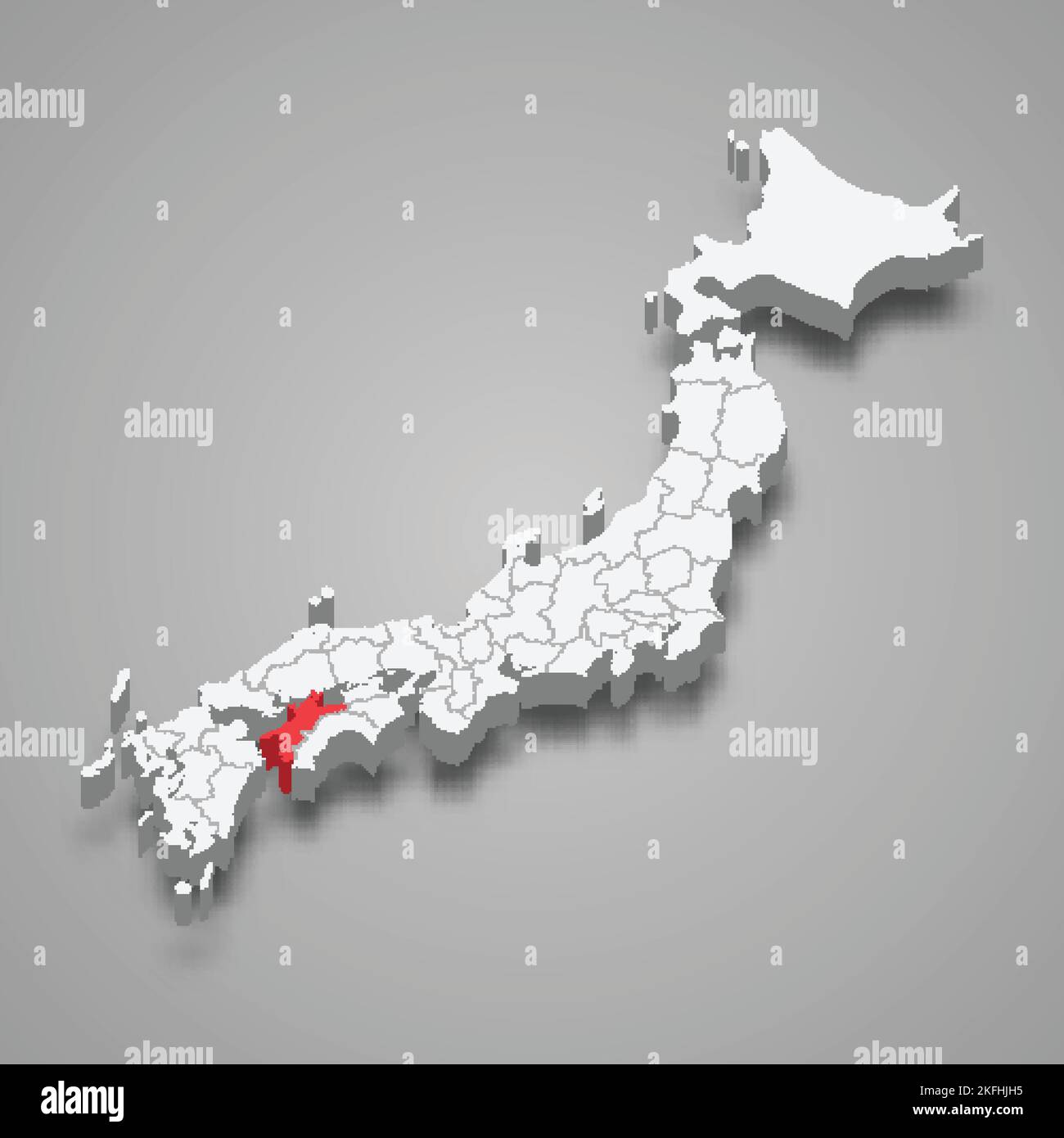 Ehime region location within Japan 3d isometric map Stock Vector Image ...