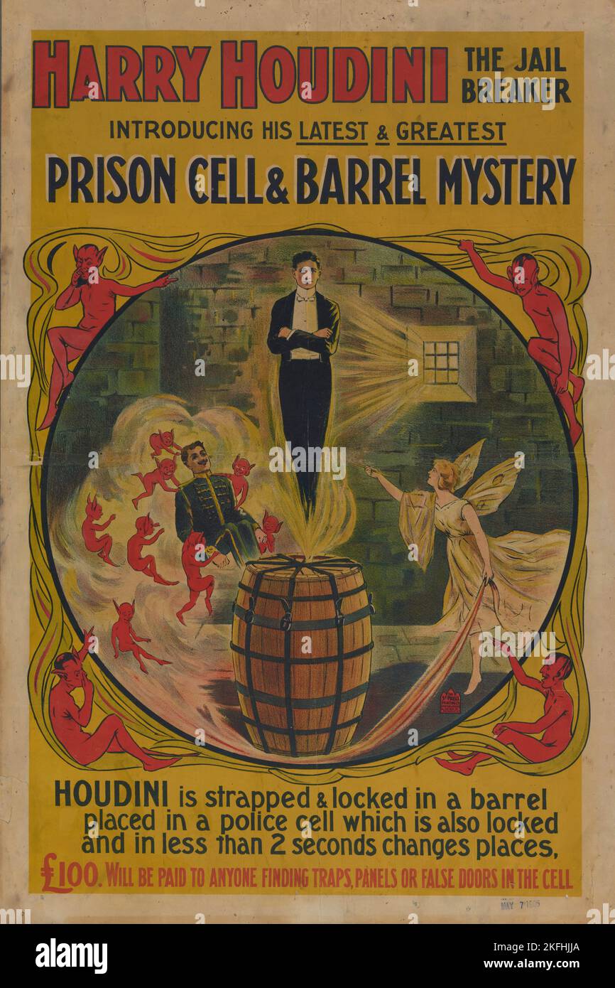 Harry Houdini, the jail breaker: prison cell and barrel mystery, c1906 ...